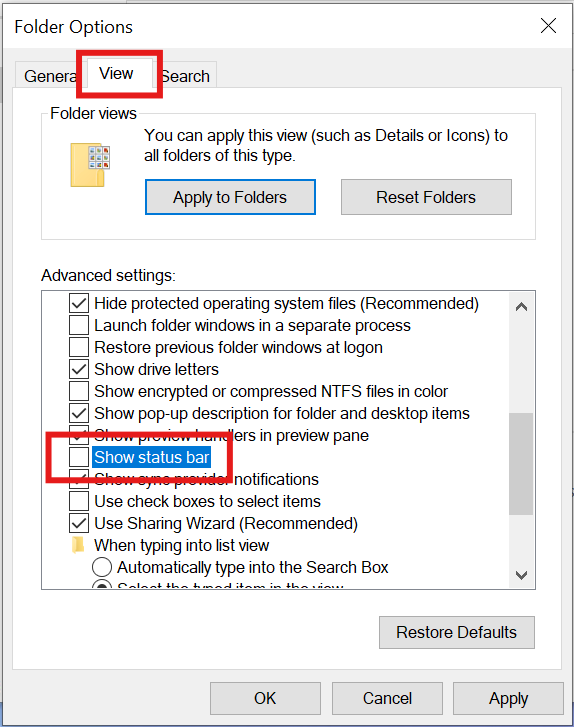 Why doesn't the Status bar in Explorer stay hidden even when I apply ...