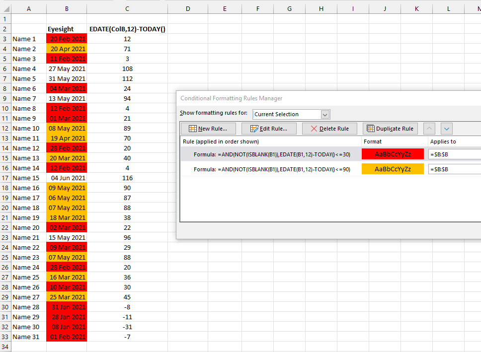 Excel Conditional Formatting Expiry Dates Microsoft Qanda