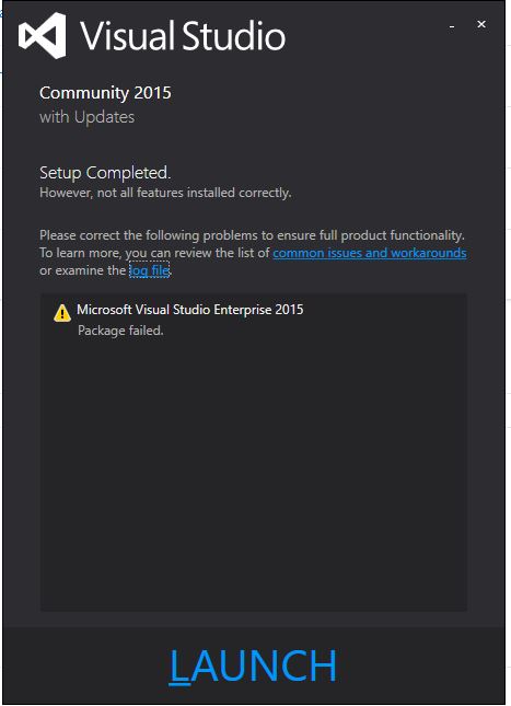Windows 10 : Visual Studio Community 2015 Installation Failing ... Windows 10 : Visual Studio Community 2015 Installation Failing ...