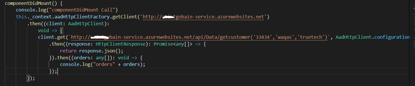 calling web api in SPFX with Aad Client library through Microsoft Azure ...