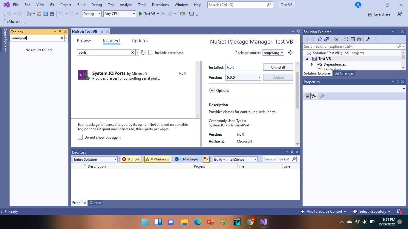 Error For Serialport Option Microsoft Qanda 2916