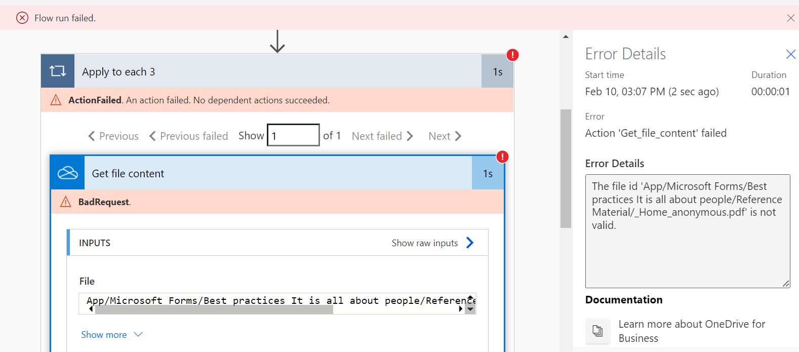 Error Power Flow Getting One Drives File From Forms To Sharepoint Microsoft Qanda