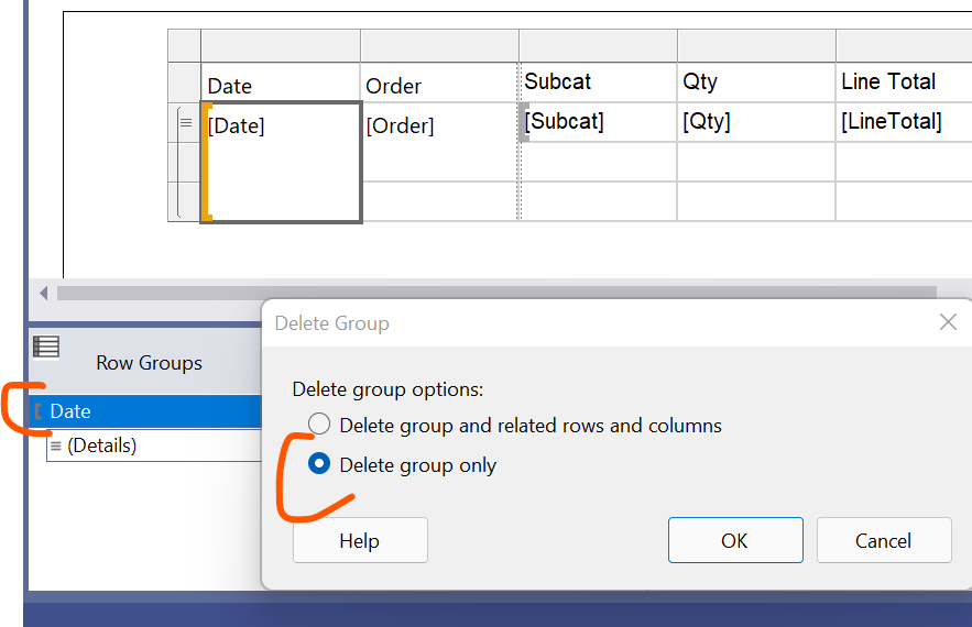 how to reflect changes in preview when groupes are deleted in SSRS VS ...