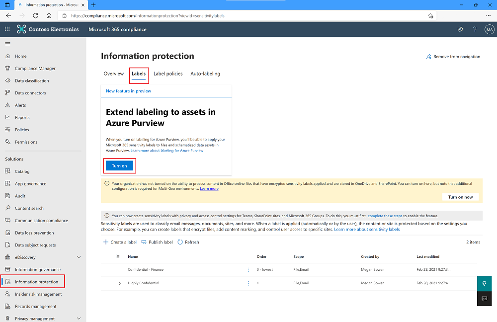 Information Protection missing Auto Labeling tab - Microsoft Q&A