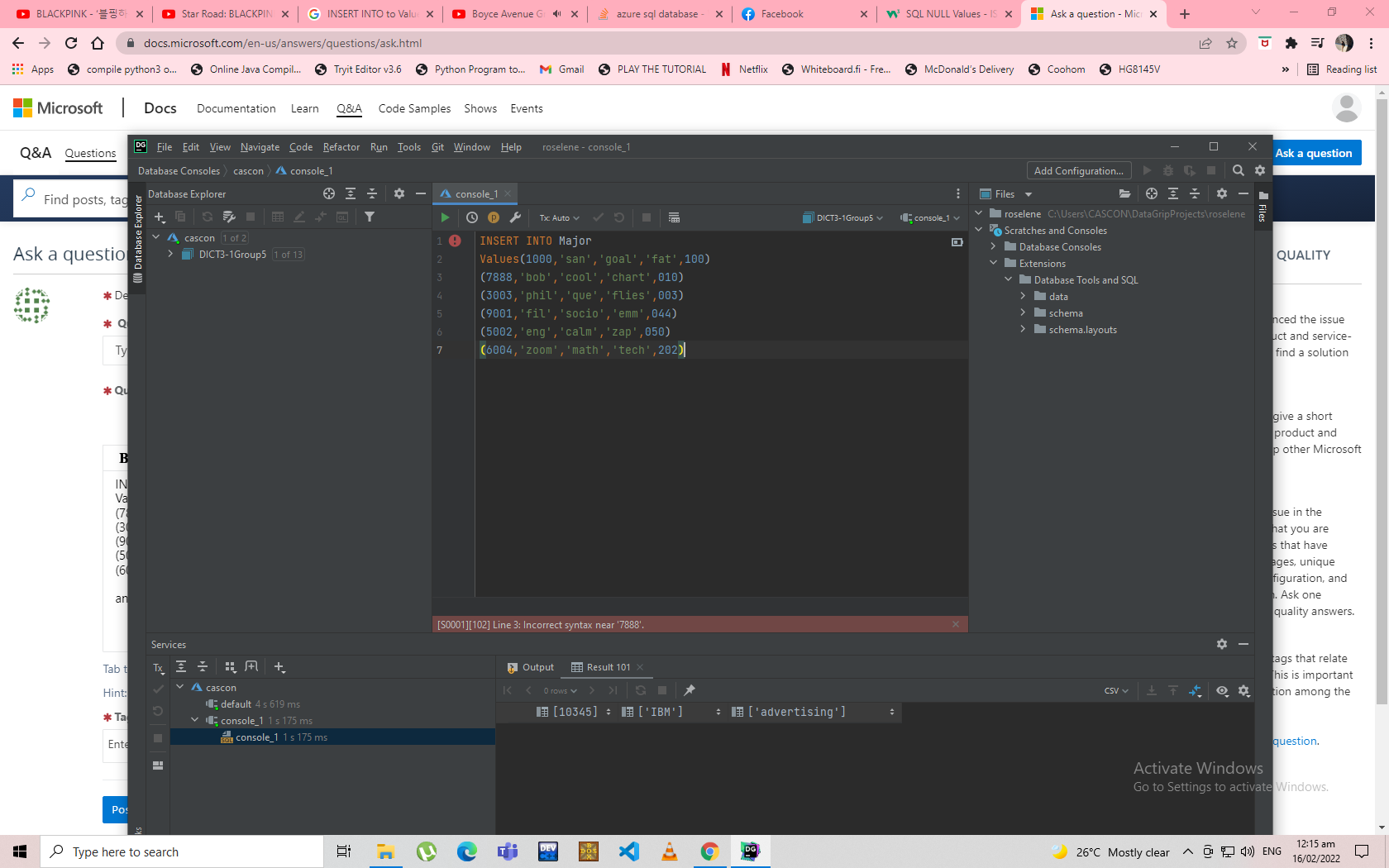 INSERT INTO - Microsoft Q&A