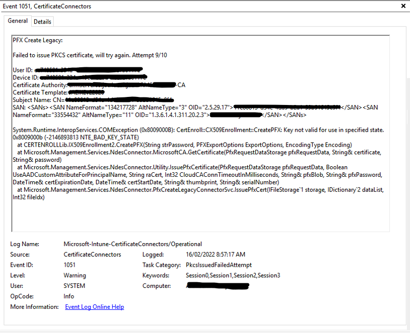 Intune Not Installing Pkcs Certificate Microsoft Qanda