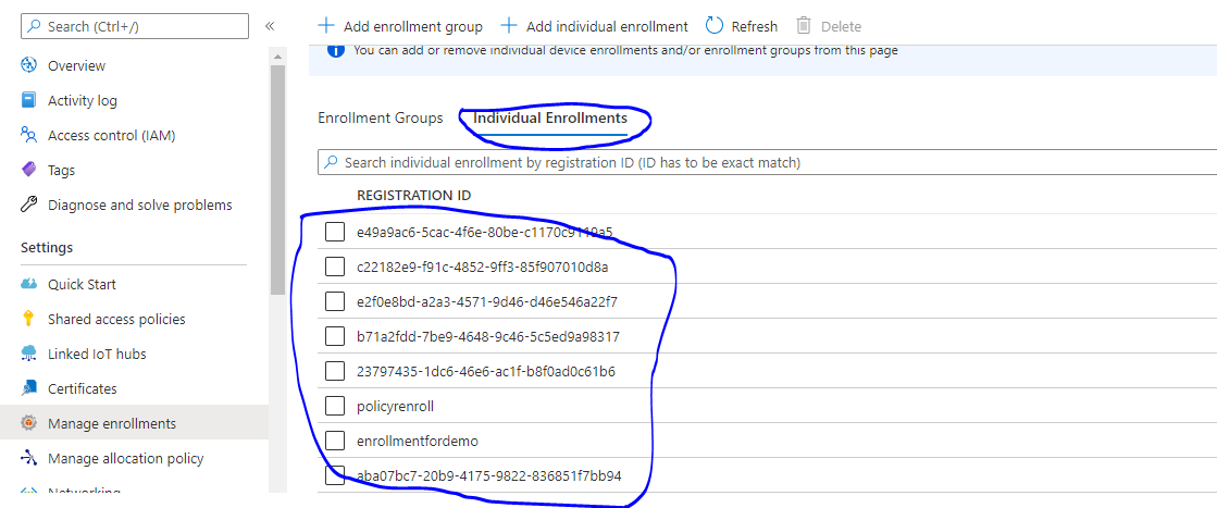 How to get all individual enrollments from Azure IoT Hub Device ...