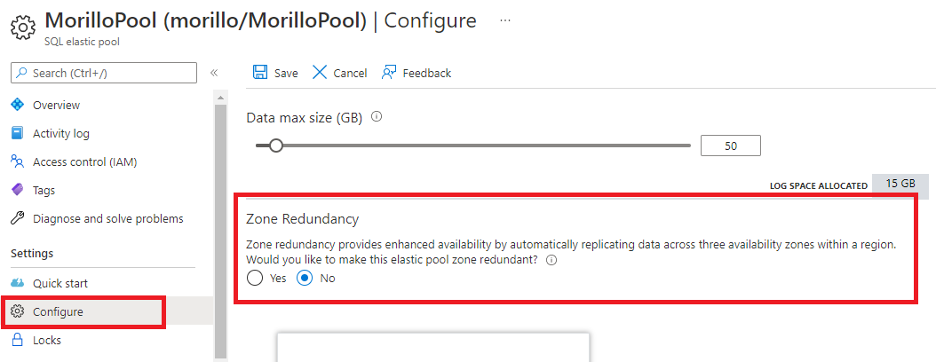 Business Tier elastic pool zone redundancy - Microsoft Q&A