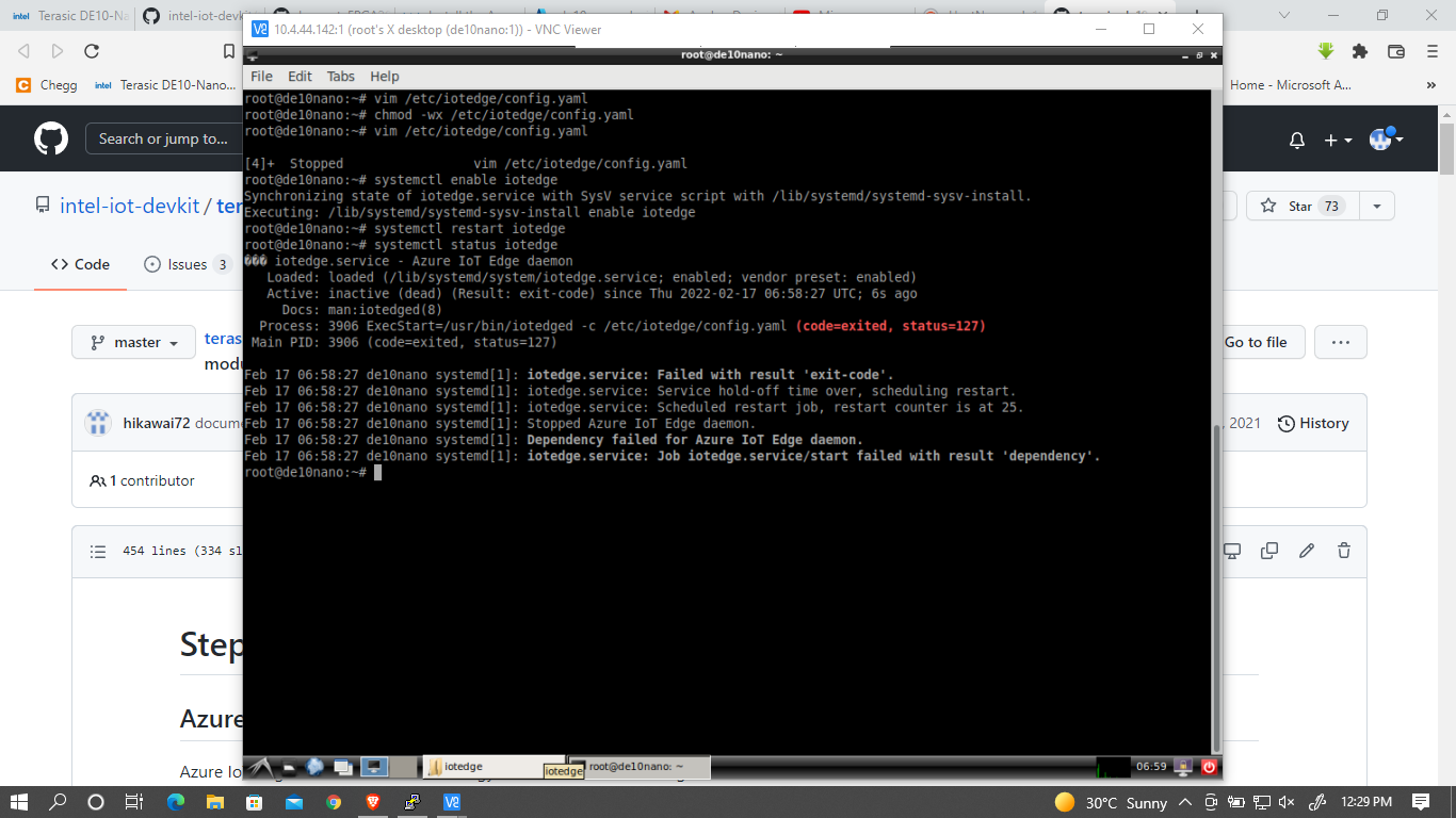 Facing Problem While Creating Iot Edge Runtime In De10 Nano Microsoft Qanda