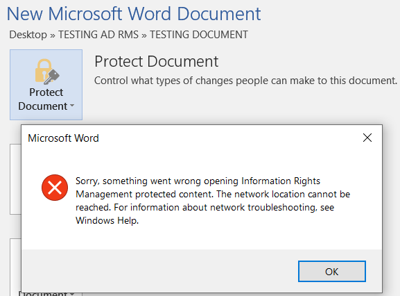 Can not connect to AD RMS - Microsoft Q&A