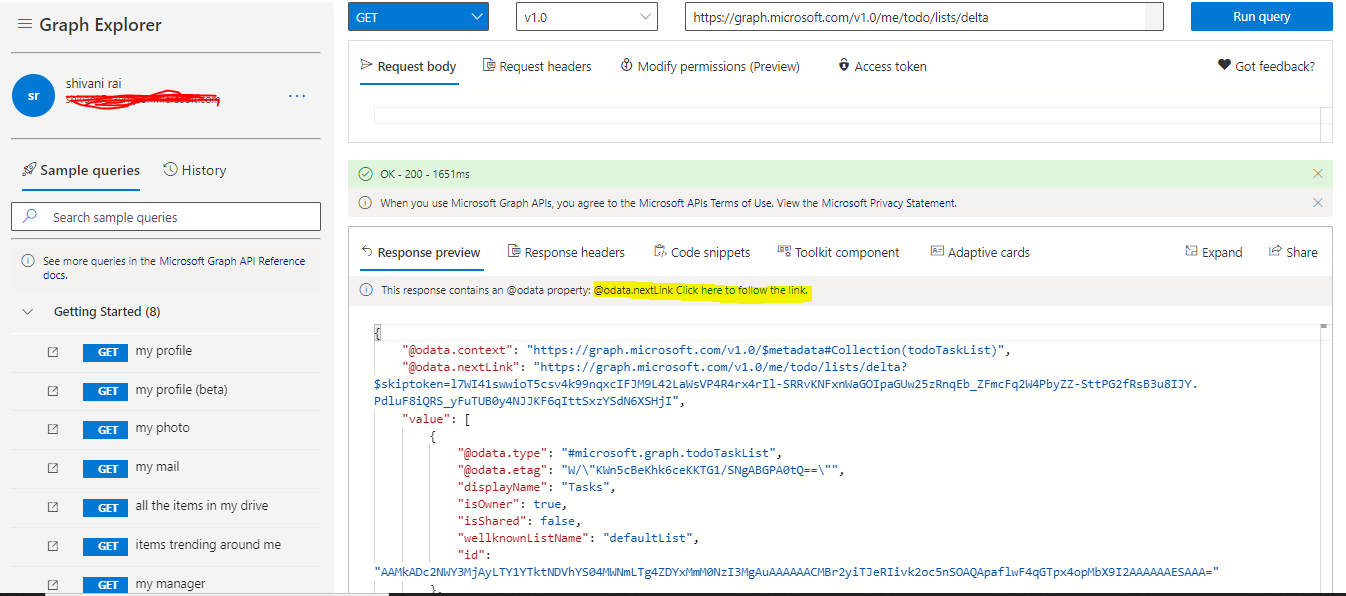 Microsoft Graph Todo API doesn't return all task lists - Microsoft Q&A
