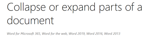 Expand Collapse Sections in Word - Microsoft Q&A