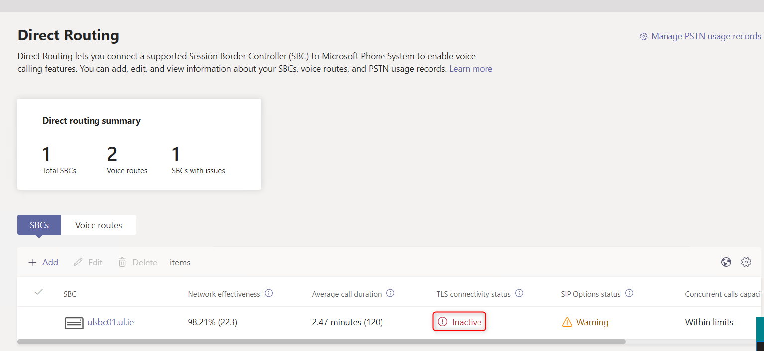 Teams Direct Routing - SBC TLS inactive - Microsoft Q&A