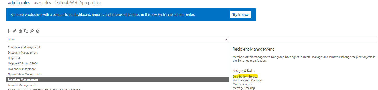 Exchange Recipient Admin Role Permissions - Microsoft Q&A
