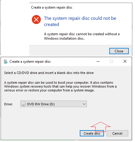 OS repair disk(s) with updating, older can't be used for recent image ...