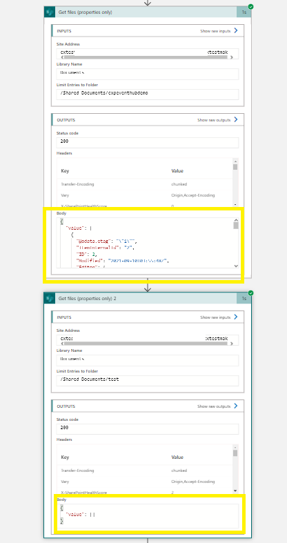 Azure Logic Apps Sharepoint Connector Get Files Properties Only Action Retruns Nothing