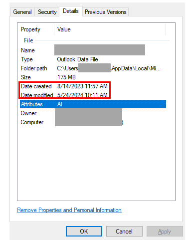 Total OST file size in PC - Microsoft Q&A