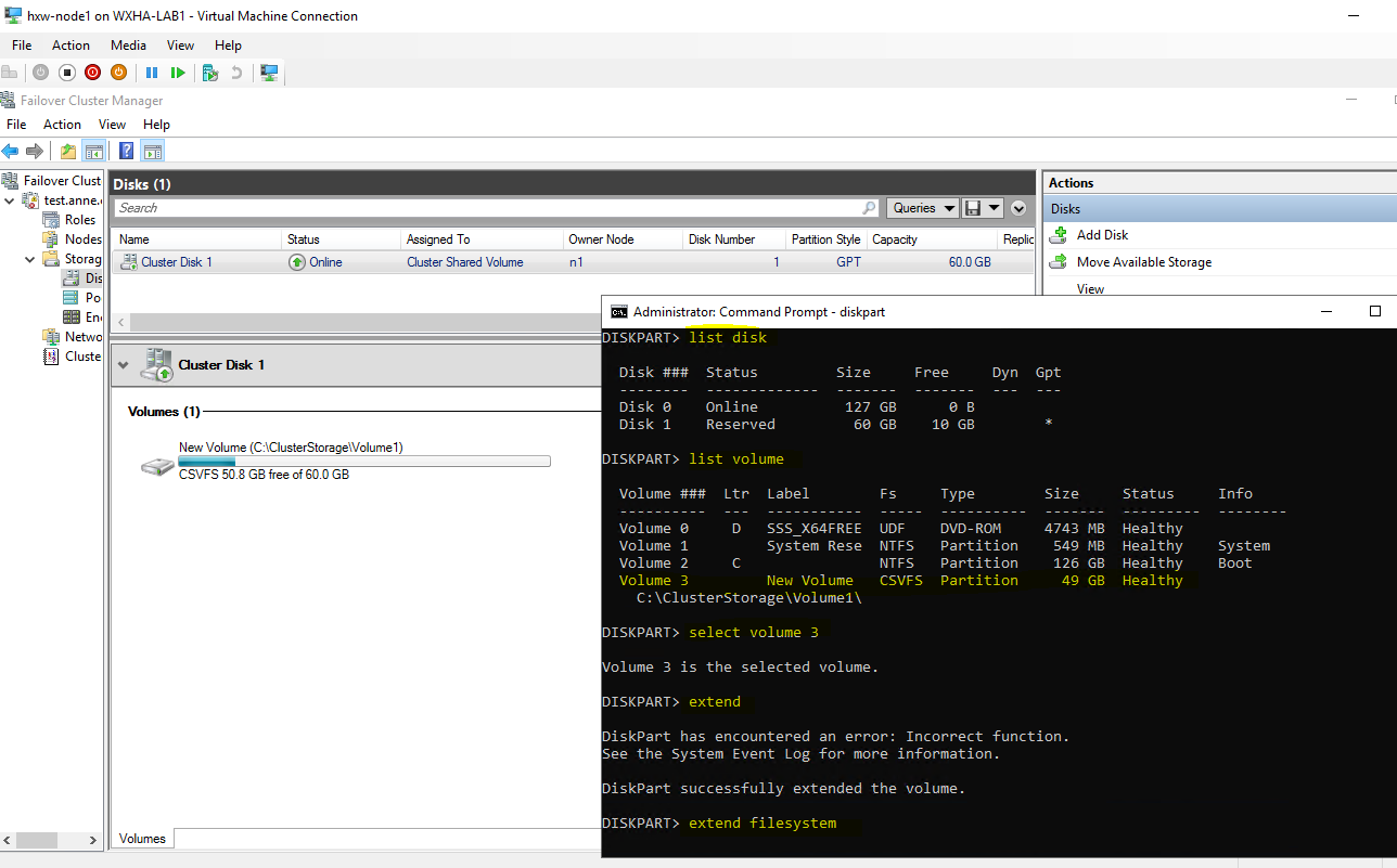Extended Cluster Volume - Microsoft Q&A