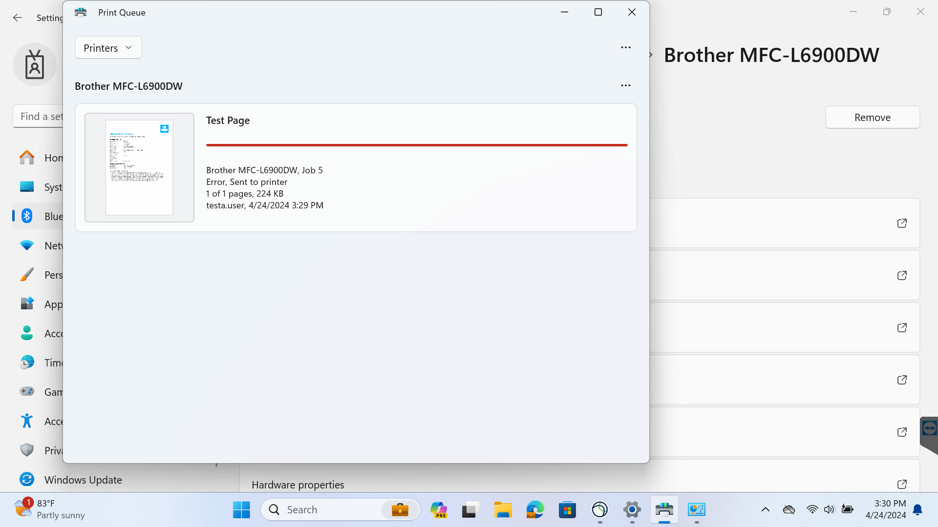 Azure universal printer -Brother MFC-L6900DW printer failed with ...