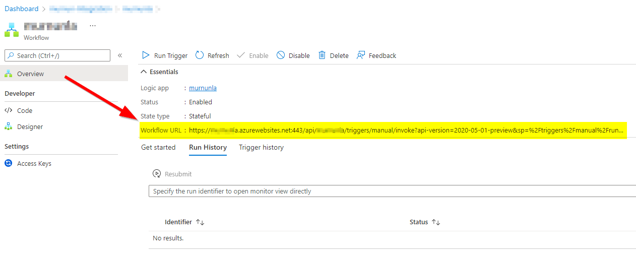 Workflow URL don't appear - Microsoft Q&A