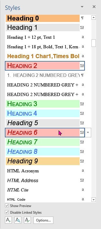 MS Word - how to reveal "lost" built-in styles and show their reserved ...