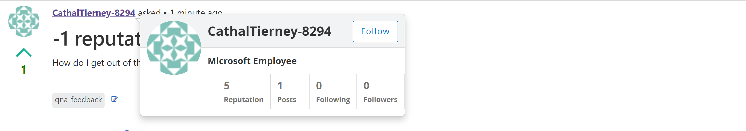 -1 reputation - Microsoft Q&A