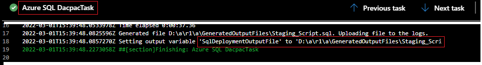 Azure SQL DacpacTask - Action - "Script" - Microsoft Q&A