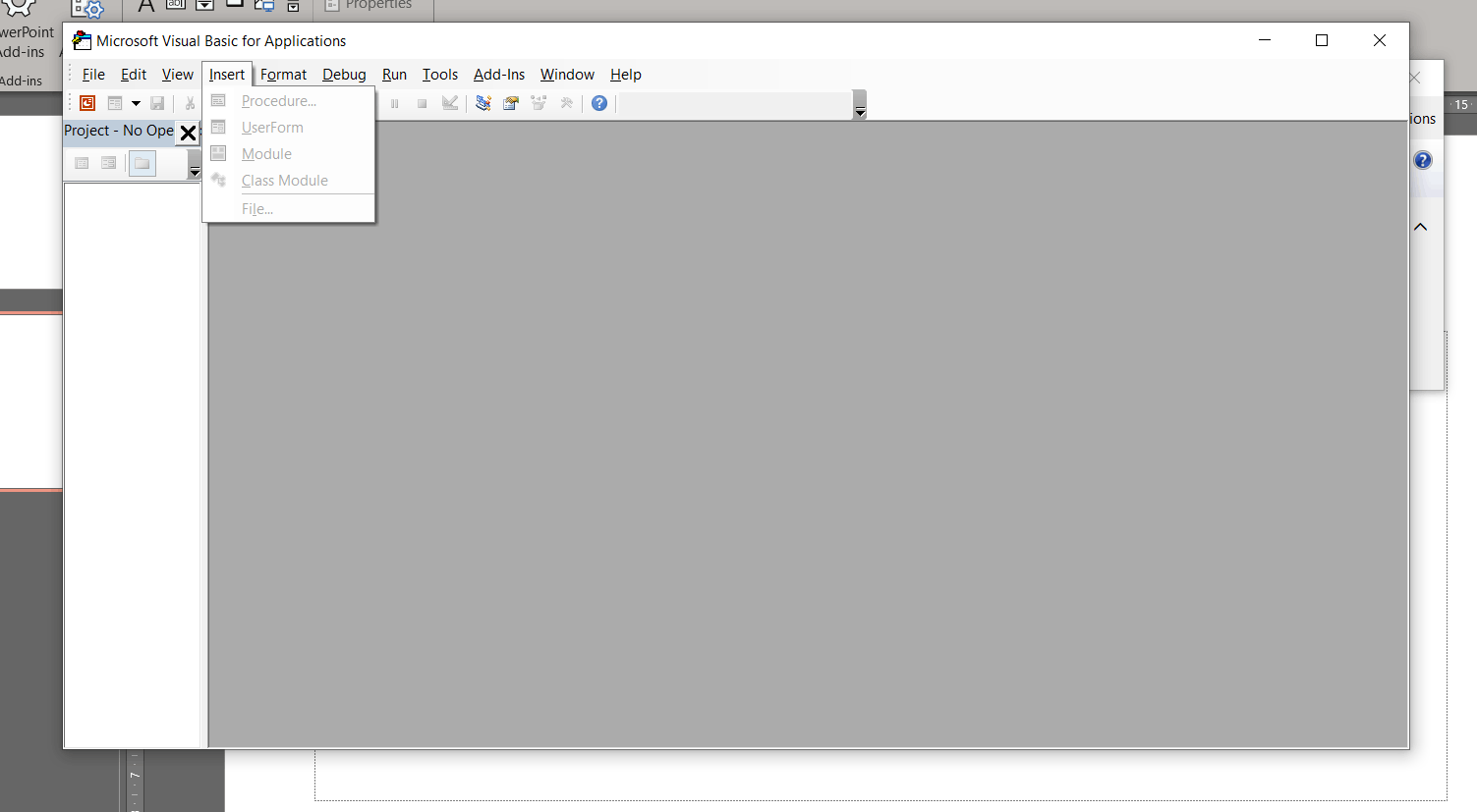 VBA settings greyed out, can't insert module - Microsoft Q&A