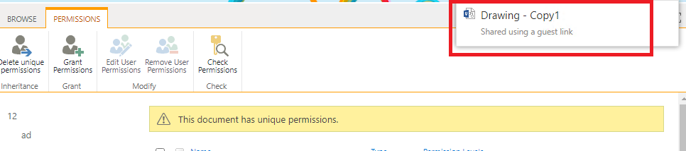 Sharing failed. The sharing operation failed due to an unexpected ...