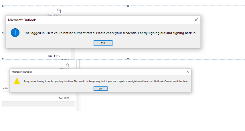 Encrypted emails - error message logged in user cannot be authenticated ...