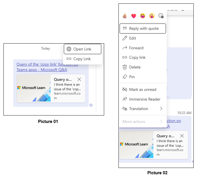 Query of the 'copy link' function on Teams apps - Microsoft Q&A