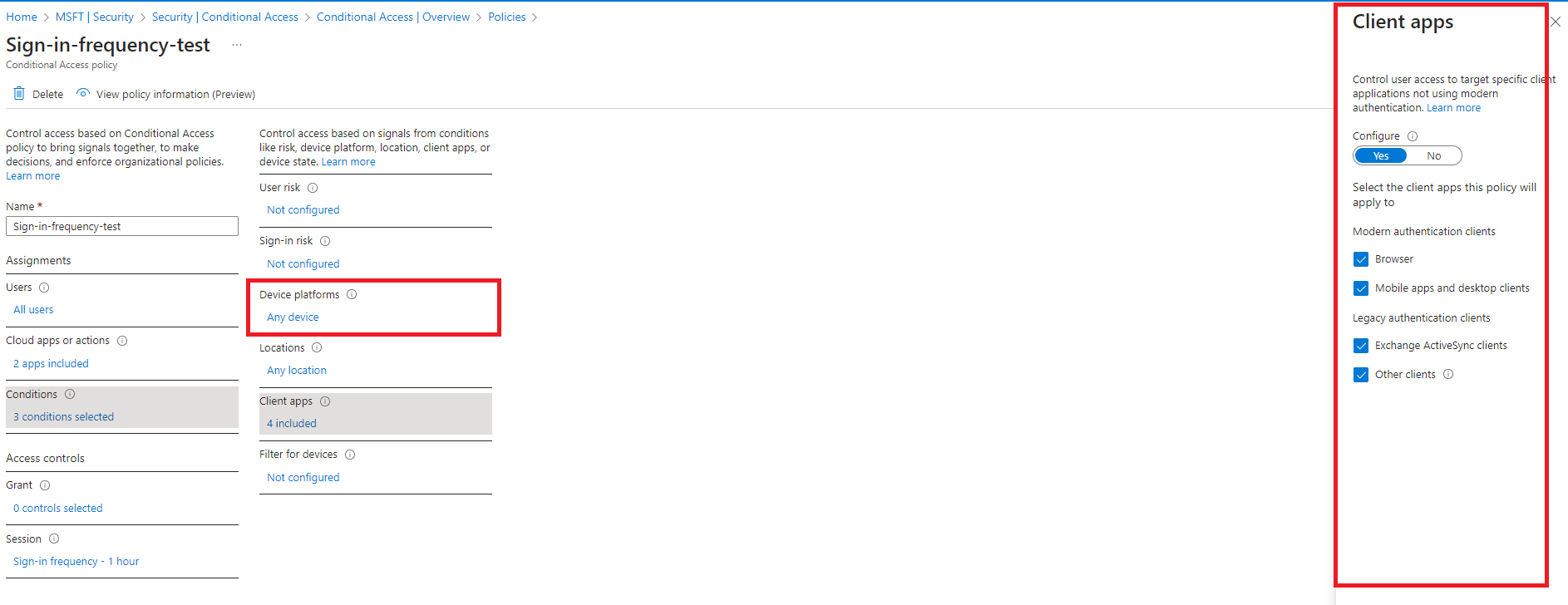 Sign in frequency via conditional access is not working - Microsoft Q&A