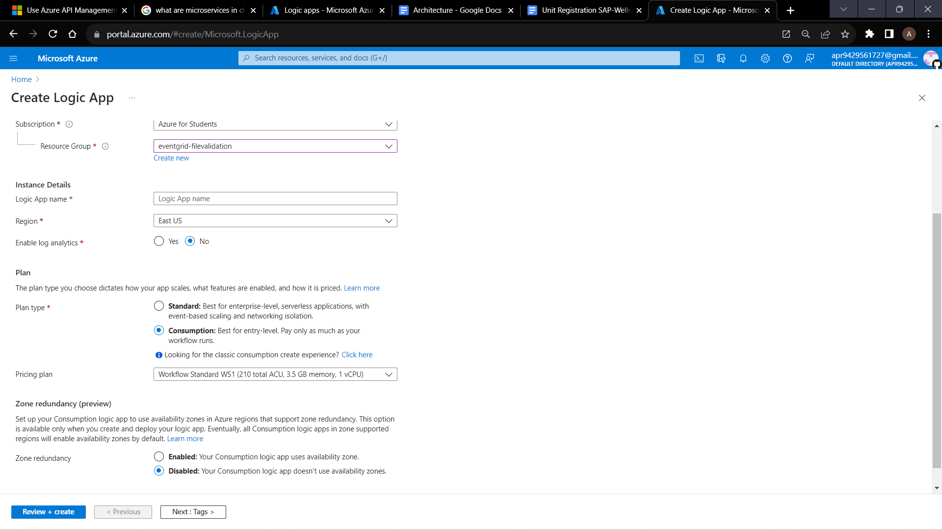 Found ASP Plan while creating Consumption Logic App - Microsoft Q&A