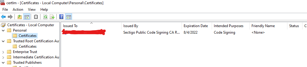 How to get the installed UWP certificate in certificate manager, after ...