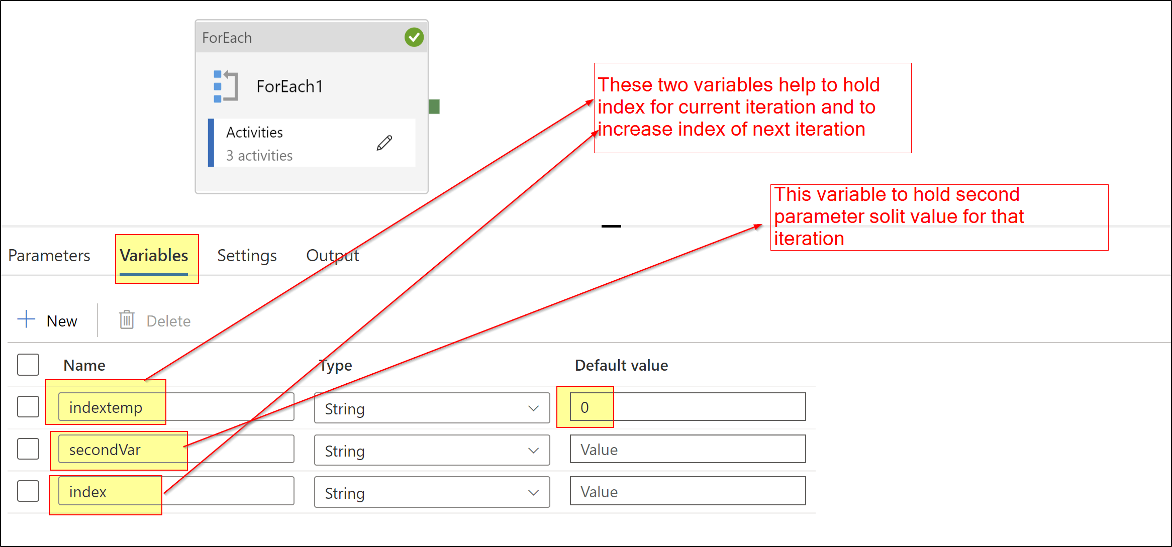 How to get parameter split value mapping inside ForEach - Microsoft Q&A