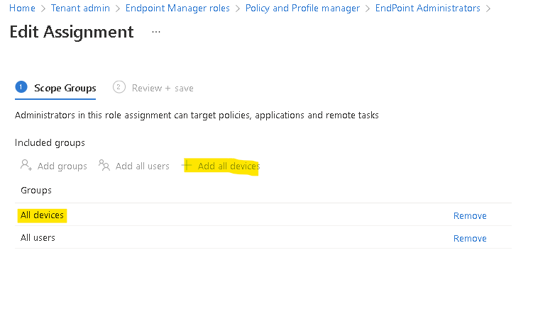 Permissions to Assign deployment profiles - Microsoft Q&A