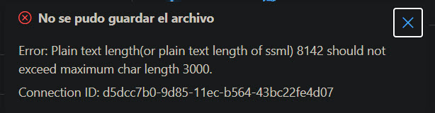 Error: Plain text length(or plain text length of ssml) 8142 should not ...