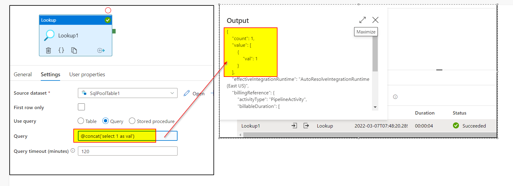 Dynamic Query In Lookup Against Dedicated Synapse Treated As Stored