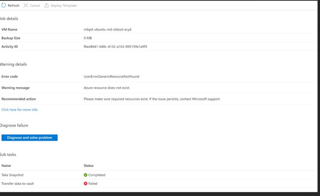 Please enable the reason for failure/warnings on Azure backup jobs ...