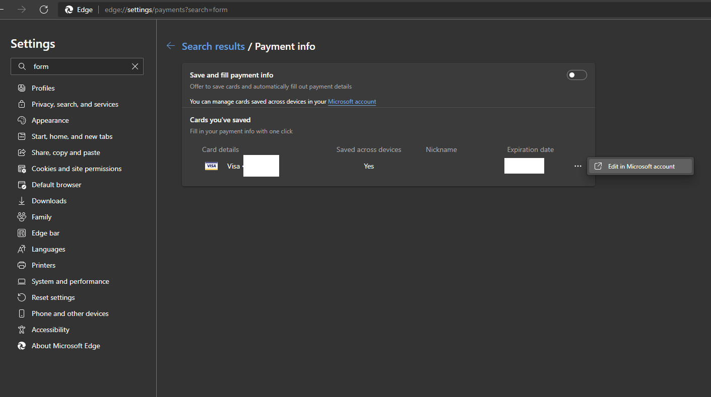Is there a list of default Personal Information items Microsoft Edge ...