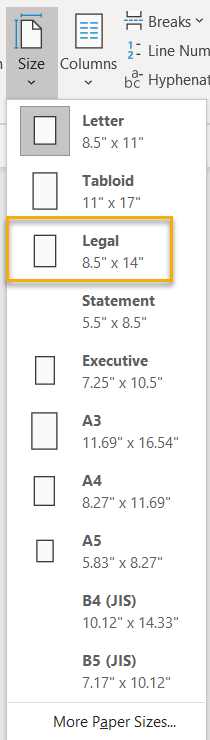How to change in legal size (Word for Windows) - Microsoft Q&A