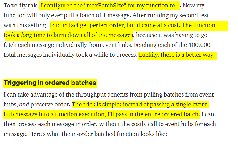 Azure Function Event Hub Trigger one batch at a time - Microsoft Q&A Azure Function Event Hub Trigger one batch at a time - Microsoft Q&A