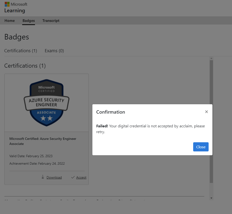Unable to see Microsoft Badge - Microsoft Q&A