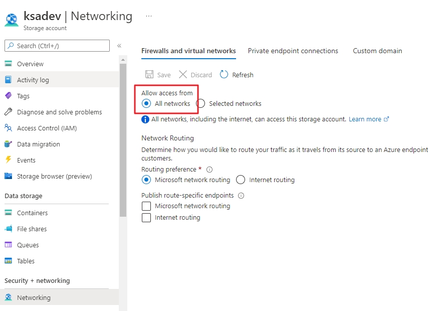 All networks can not connect to Azure file storage - Microsoft Q&A