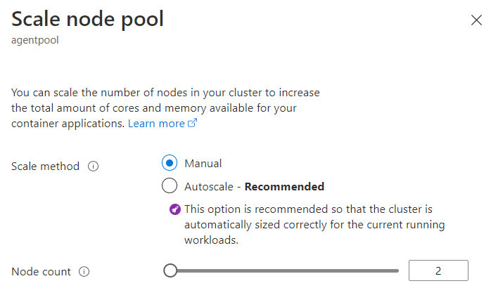 AKS manual autoscaling still showing node count of two even after deleting the one node using ...