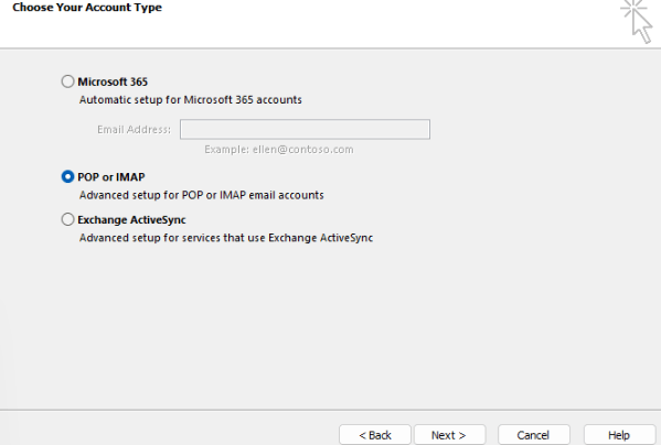 how do i change outlook settings from pop to imap or smtp - Microsoft Q&A