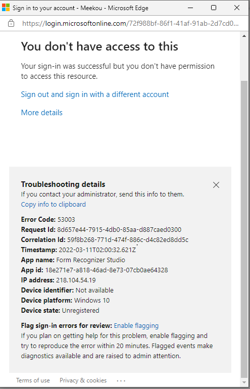 Can't login Form Recognizer Studio(Preview) - Microsoft Q&A