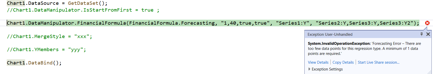 Getting Forecasting error while generating trend line chart series in ... Getting Forecasting error while generating trend line chart series in ...