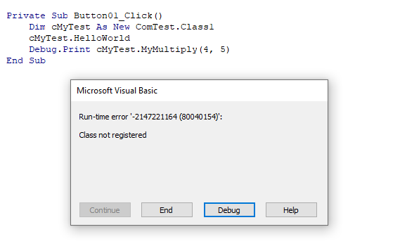 Run-time error -2147221164 (80040154) Class not registered - Microsoft Q&A Run-time error -2147221164 (80040154) Class not registered - Microsoft Q&A