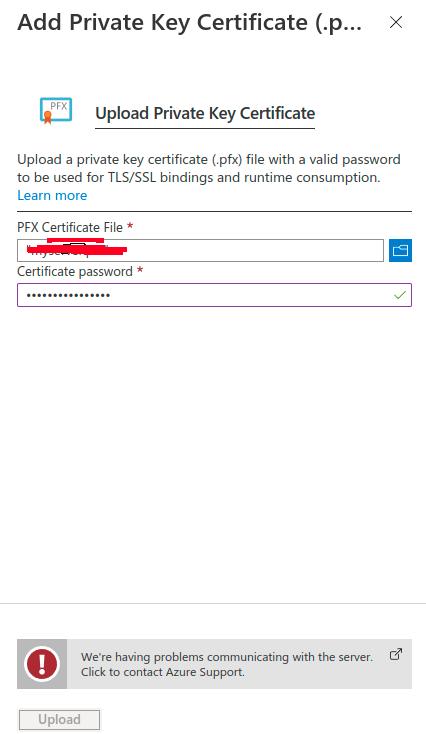 Error uploading certificate file - Microsoft Q&A Error uploading certificate file - Microsoft Q&A